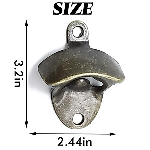 TIHOOD 12PCS Wall Mounted Bottle Opener Vintage Beer Bottle Opener Suitable for Bars KTV Hotels Homes（Green Bronze, Silver, Black）