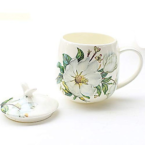 400ml Coffee Mugs with Spoon, Europe Noble Bone China Coffee Cup, Floral Ceramic Tea Cup, Tea Cup, Fancy Tea Cups, Gifts for Women, Tea Mugs,Flower Tea Cup, Luxury Tea Sets for Women