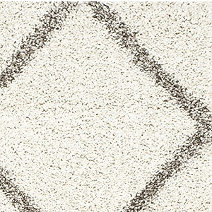 SAFAVIEH Hudson Shag Collection Area Rug - 6' x 9', Ivory & Grey, Modern Diamond Trellis Design, Non-Shedding & Easy Care, 2-inch Thick Ideal for High Traffic Areas in Living Room, Bedroom (SGH281A)