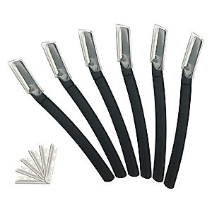 Mocuarto 6-Pieces Eyebrow Trimming Razor, Facial Razor , Remove Unwanted Facial Hair,With Biodegradable Handle And Two Different Replacement Blade