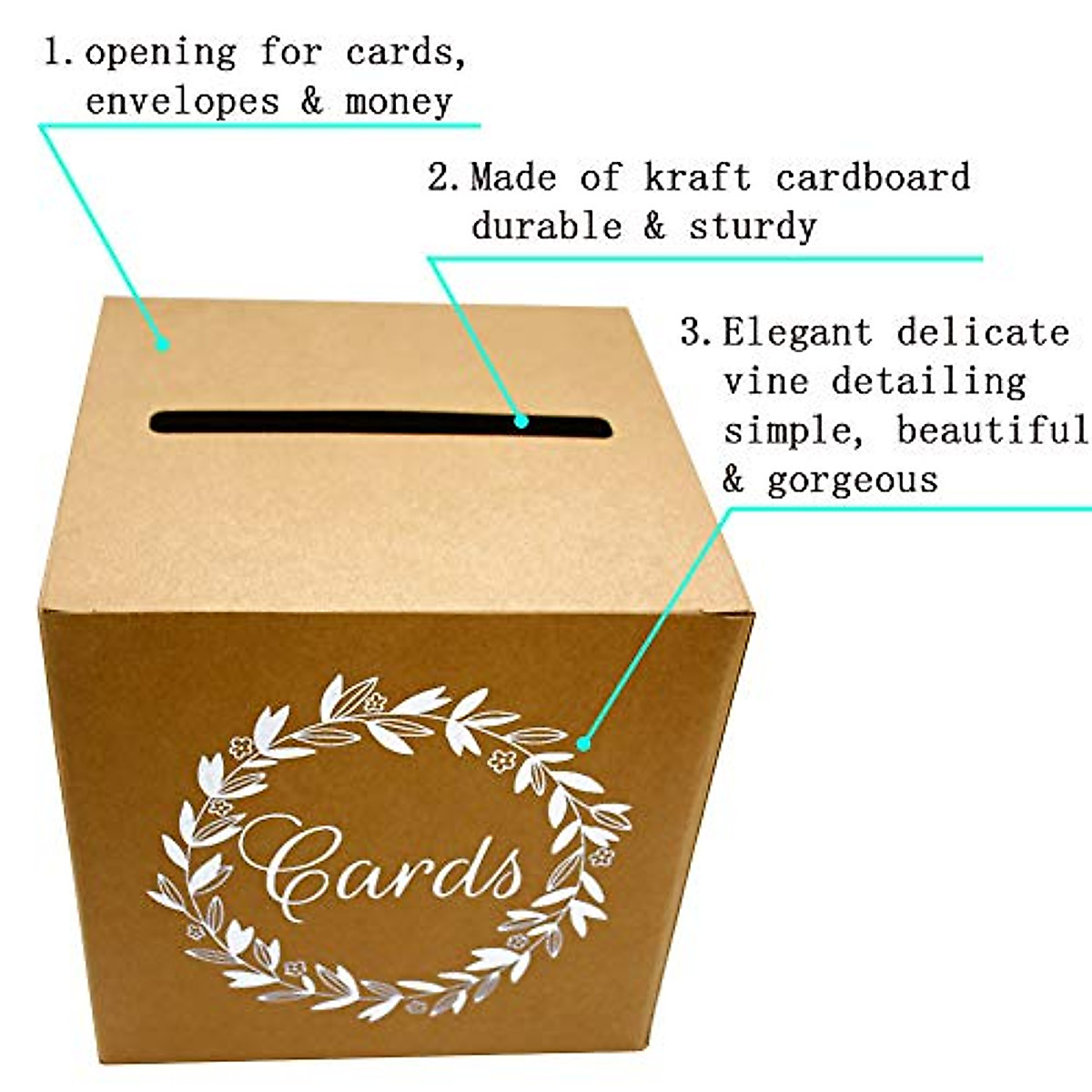 KALEFO Kraft Card Box Wedding Favors Post Box Cardboard Wedding Party Decor Table Centerpiece