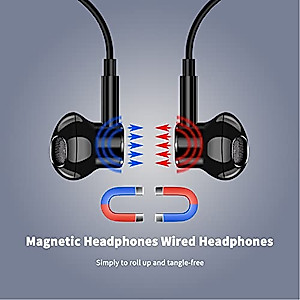 COOYA Wired Earbuds for Galaxy A12 Google Pixel 5a 4a 3a Magnetic in-Ear 3.5mm Headphones with Microphone Noise Isolation Audio Wired Earphones for Samsung A11 A13 A71 A51 A52 S10 iPad iPhone 6 6s 5s