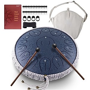 BURNING&LIN Steel Tongue Drum 15 Notes 14 Inches Tongue drum Handpan Drum Percussion for Meditation Yoga Musical Education Best Gift for Adult& Kids