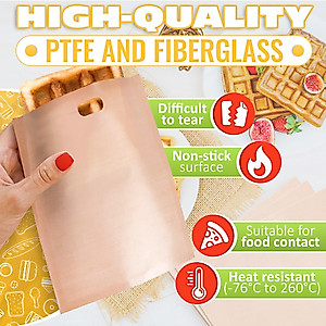 12pcs Non Stick Reusable Toaster Bags - Toaster Sandwich Bags Grilled Cheese Toaster Bags Reusable Bags for Food - Fiberglass Heat Resistant Toaster Bags for Grilled Cheese Sandwiches, Toaster Sleeves