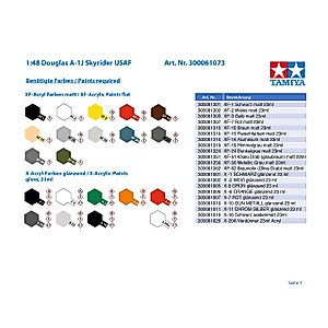 Tamiya 61073 1/48 Douglas A-1J Skyraider USAF Plastic Model Airplane Kit