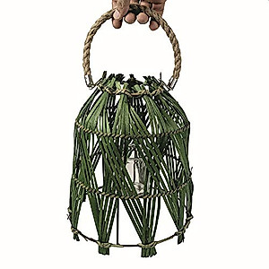 Villa d'Este Home Tivoli AMAZZONIA Rattan Green Small, Lantern: Ø 24.5 30 cm Dimensions Jar: Ø 8 x h. 8 cm
