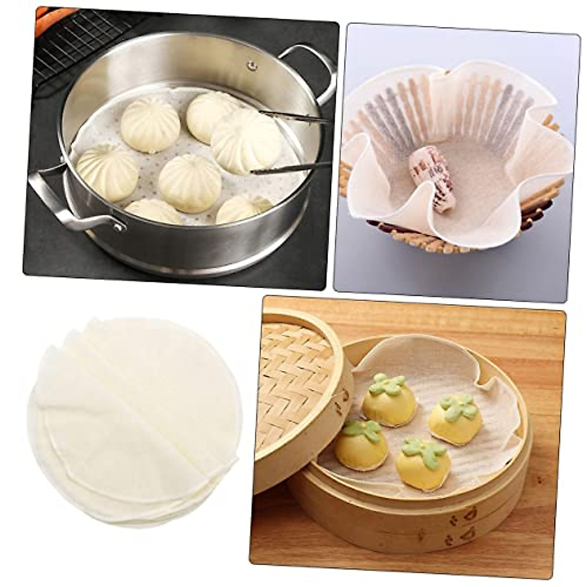 SHOWERORO 20pcs Steamed Cloth Round Steamer Cloth Cotton Steamer Mat Steamer Gauze Grid Bed Sheets Deshidratador De Alimentos Steamer Cloths for Steamed Bun Steamer Cushion Home Placemat
