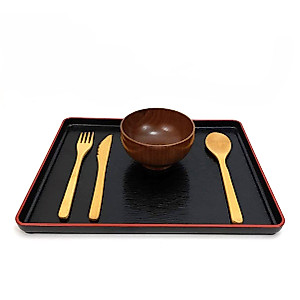 JapanBargain 3785, Bamboo Fork Knife Spoon Cutlery Utensils Flatware Set 3pc Reusable Dishwasher Safe, 8-inch, 1 Set