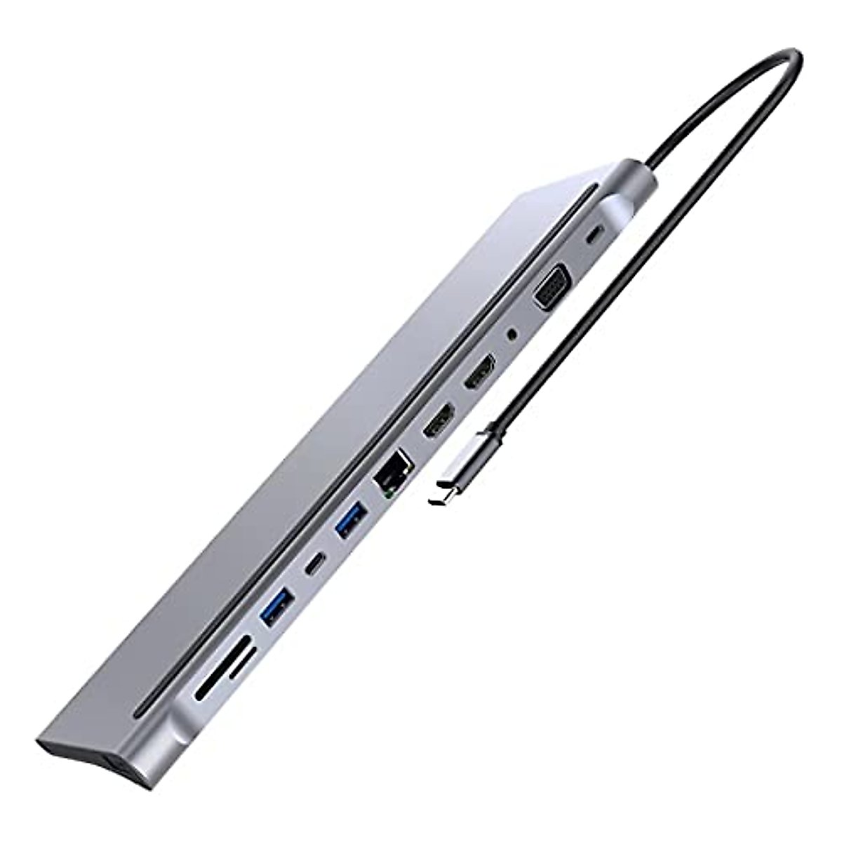 GPPZM 12 in 1 USB C Hub Laptop Docking Station Type-C to Dual HDMI-Compatible/VGA/USB 3.0 Hub/PD/RJ/Micro-SD/TF Card Dock Adapter