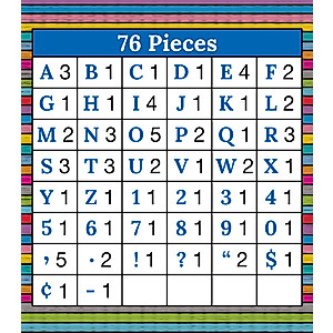 Carson Dellosa 76 Piece 4 Inch Colorful Chalkboard Bulletin Board Letters for Classroom, Uppercase Alphabet Letters, Numbers, Punctuation & Symbols, Cutout Letters for Bulletin Boards