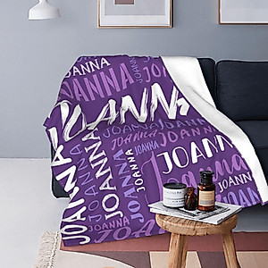 Husguciy Custom Blanket with Name, Personalized Purple Name Fleece Throw Blankets for Men Women Boys Girls Kids Baby, Customized Name Blanket Gifts for Chrismas Halloween Valentines Day