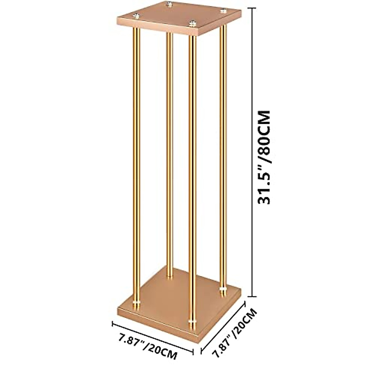 10 Pcs Wedding Flower Stand Metal Vase Stand with Plates Gold Floor Metal Column Gold Rectangular 7.87" x 7.8 7"x 31.5" Flower Display Stands Table Flower Stands for Wedding Party Events Table Decor (31.5 inch Tall)