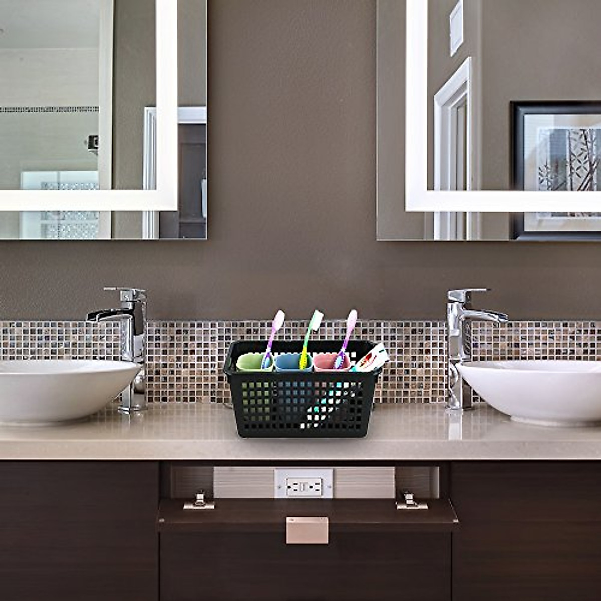 Begale Plastic Storage Trays Basket for Kitchen, Bathroom Organizer, Set of 6