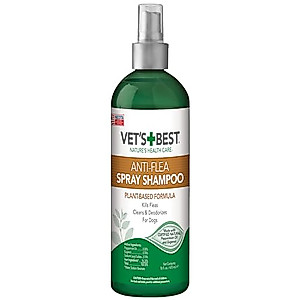 Vet's Best Anti-Flea Spray Shampoo - Dog Flea and Tick Treatment - Plant-Based Formula - Certified Natural Oils - 16 oz