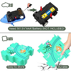 Floor Puzzles for Kids, Puzzle Track Car Play Set, Educational Montessori Toys for 3 4 5 6 Year Old Boys, 3 4 5 6 Year Old Boy Birthday Gift(Ocean)