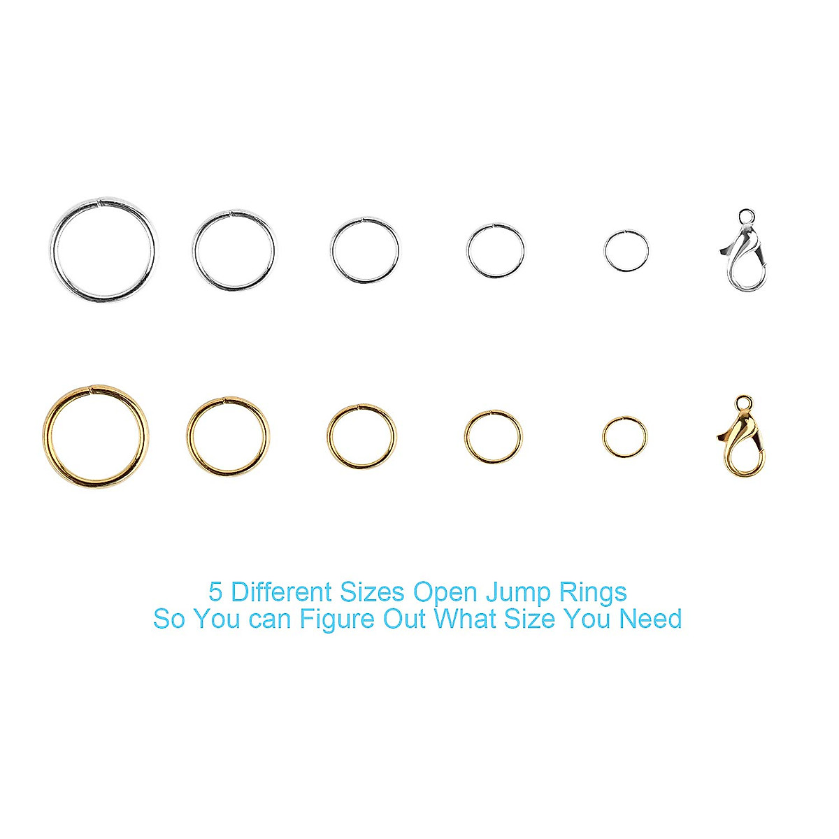 1200pcs Open Jump Rings and Lobster Clasps with Jump Ring Pliers, Perfect Jewelry Findings Kit for Jewelry Making Supplies and Necklace Repair