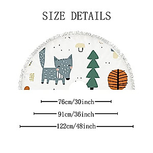 Small Christmas Tree Skirt Woodland Wolf and Trees,30 Inch Tree Skirt for Christmas Holiday Party Decoration,Rustic Tree Skirts Mat Home Indoor Outdoor Ornaments