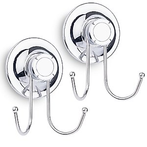 HOME&I Double Vacuum Suction Cup Hooks for Shower Loofah Towel Washcloth, Bathrobe,Stainless Steel 2 Pack (2 Pack)