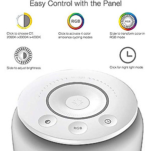 LED Lamps for Bedroom, HUGOAI Bedside Lamp, Tunable Warm to Cool White Lights, Dimmable Brightness and RGB Color Changing LED Table Lamps, Night Light Mode, White