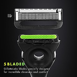 Gillette Labs with Exfoliating Bar by Gillette Mens Razor and Travel Case, Shaving Kit for Men, Storage on the Go, Includes Travel Case, 1 Handle, 3 Razor Blade Refills, and Premium Magnetic Stand