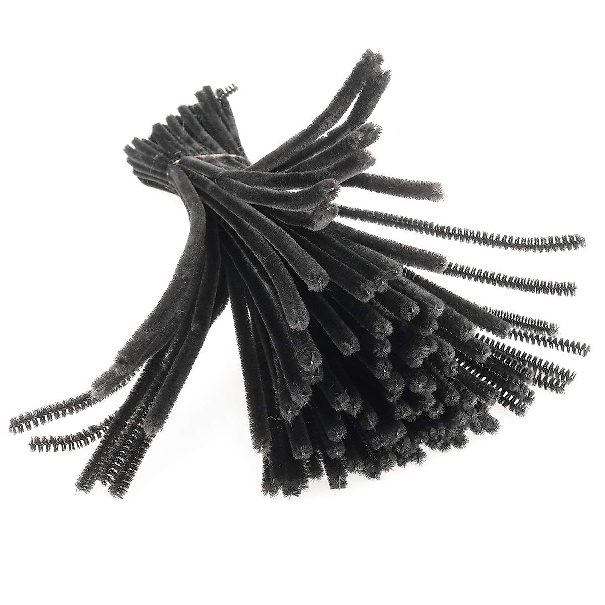 Lind Kitchen 100 PCS Black Fuzzy Chenille Stems Pipe for Arts and Crafts Handmade DIY Twisting Rods