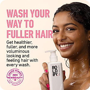 Boldify Thickening Shampoo - Rice Water Shampoo for Thinning and Oily Hair - Volumizing Shampoo for Fine Hair, Weightlessly Removes Excess Oil - 8oz