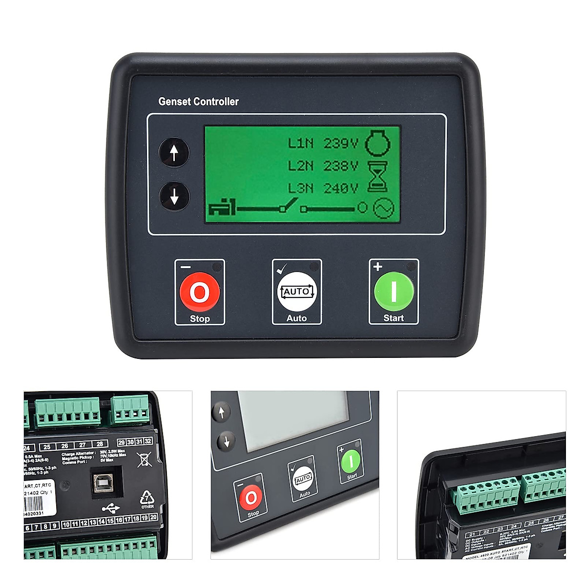 DSE4520 Genset Controller, Generator Controller, Self Starting LCD Display Auto Start Genset Controller with 3‑Phase Mains Detection Control Board for Gasoline Engine