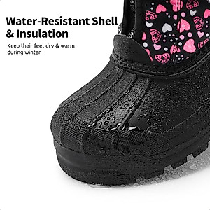 DREAM PAIRS Boys Girls Waterproof Winter Snow Boots,Size 1 Little Kid,Black/Pink,KSTAR