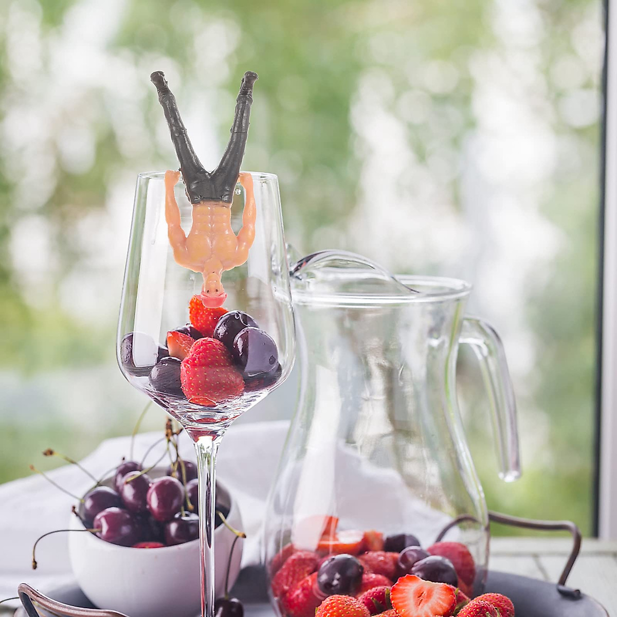 Ipetboom 16Pcs Glass Markers, Wine Glass Figure Charms Anime Figurines Doll Toy Wine Bottle Marker Cup Hanging Ornament Identify Label for Champagne Drink Markers