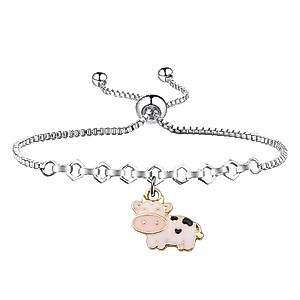 PLITI Cow Gifts Cow Lover Jewelry Cow Mom Gifts Cow Themed Gifts Cow Owner Gifts Pet Pygmy Cows Gift Cow Bracelet For Best Friend Family (Cow bracelet)