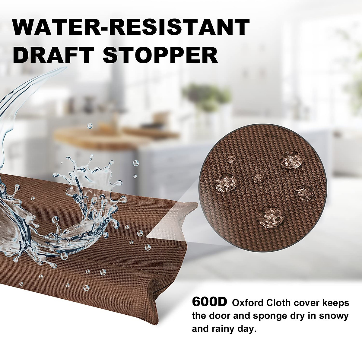 WEXHUG Waterproof Twin Door Draft Stopper Adjustable Size 30" to 36" Weather Stripping Noise Blocker Window Breeze Blocker (Coffee)