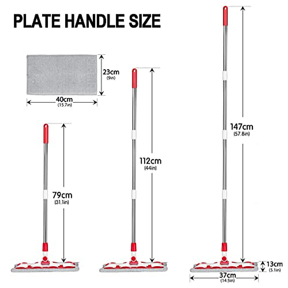 Nolopau Microfiber Hardwood Floor Mop, Microfiber Mops Flat Mop 360°Rotating Wet Dust Mop, with 58&#039;&#039; Stainless Steel Handle for Hardwood Home Office Kitchen Floor Cleaning