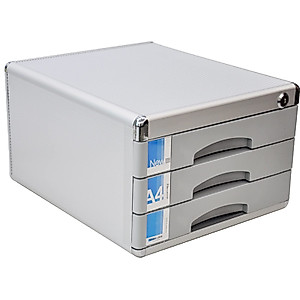 LEYT Flat File Cabinet Storage, Desktop Drawer Cabinet, 3 Drawers Aluminum Alloy Storage Drawers Desk Storage, A4 Office Box with Lock.