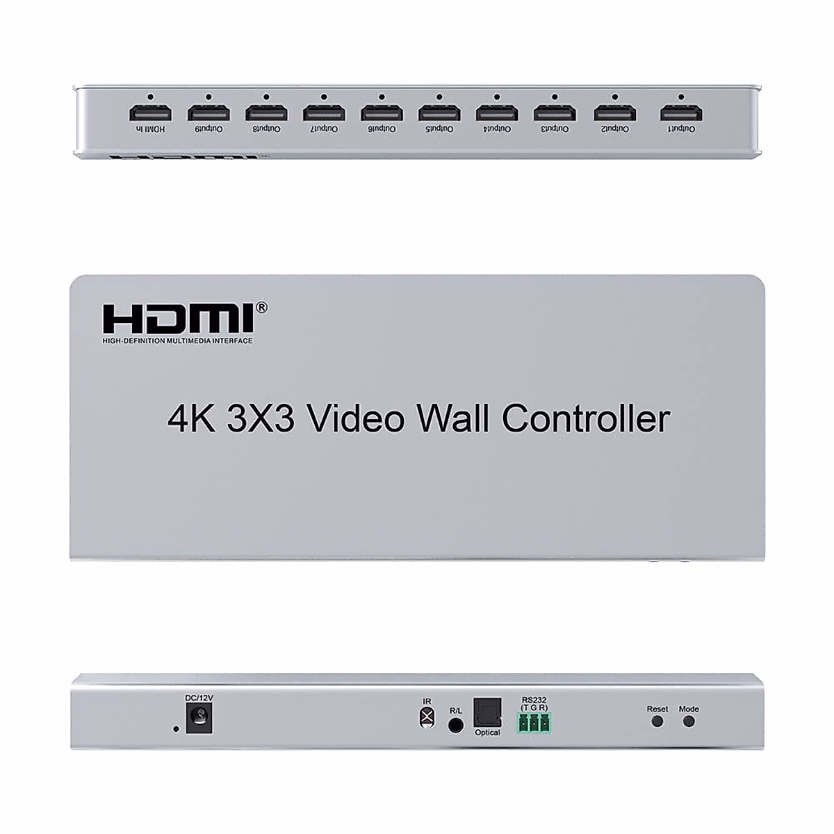 4K 3×3 Video Wall Controller(1x2/1x3/1x4/1x5/1x6/2x1/2x2/2x3/2x4/3x1/3x2/3x3/3x4/4x1/4x2/4x3/4x4) 4 TV Splicing Display Support 3840x2160/30Hz