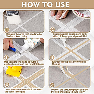 Mallbaola Tile Grout Repair Kit, 2 Pack Beige Grout Filler Tube, Grout Paint for Bathroom Shower Kitchen Floor Tile, Tile Grout Sealer for Restore and Renew Tile Line, Gaps, Grout Pen(Beige, 8.47 oz)