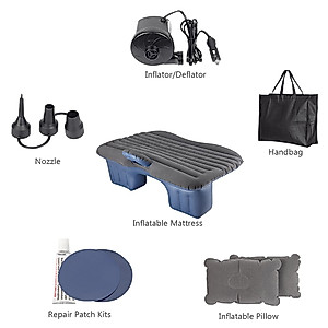 Car Air Mattress, Portable Inflatable Air Mattress Bed with Compact Twin Pillows for Travel, Camping, Vacation, Sleeping, Suitable for SUVs, RVs, Trucks, Minivans etc