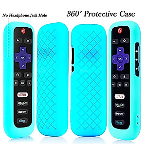 Remote Case for Roku, Battery Cover for TCL Roku Smart TV Steaming Stick Remote, Roku TV Remote Cover Silicone Protective Controller Universal Sleeve Skin Glow in The Dark Sky Blue