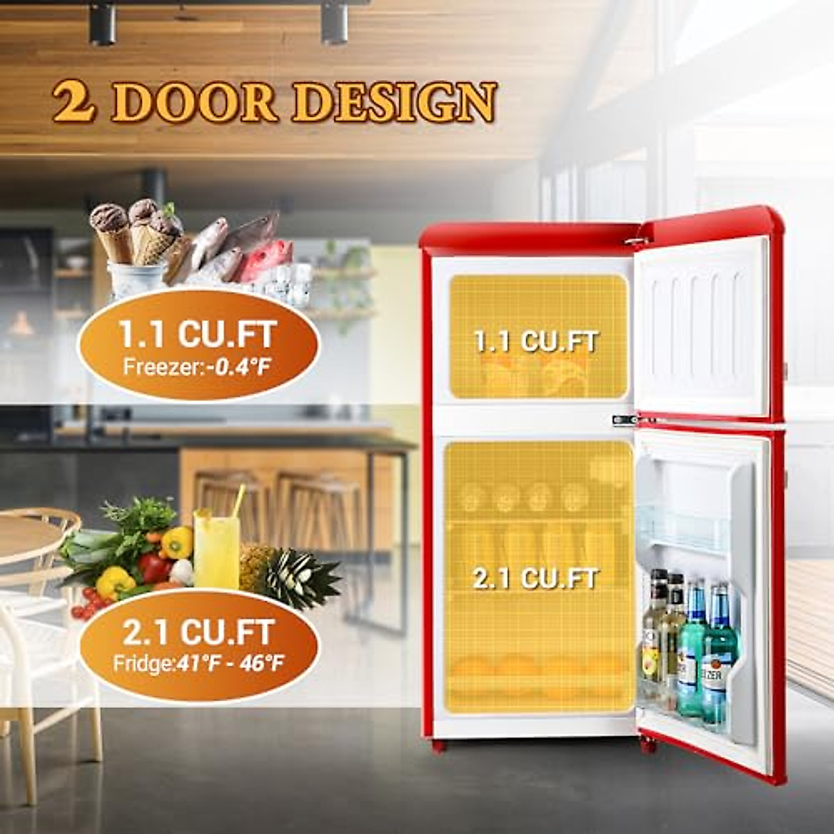 Tymyp FLS-80G-RED-ZQL01 Compact Refrigerator, Red