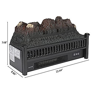 ROVSUN 23” Electric Fireplace Insert Log Set Heater w/Remote Control, Overheat Protection, Realistic Flame Effect Ember Bed, Adjustable Flame Brightness, CSA Certified, for Living Room Bedroom, 1400W