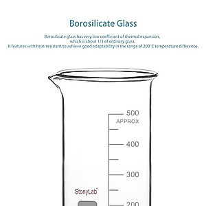 stonylab Glass Beaker, 1-Pack Borosilicate Glass Graduated Tall Beaker with Pouring Spout Lab Beaker, 500 ml