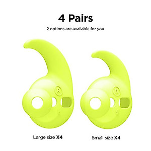 elago Earbuds Hook Cover Compatible with Apple AirPods 2 & 1 or EarPods Ergonomic Design, Durable Construction, Full Access [4 Pairs: 2 Large + 2 Small] (Neon Yellow)