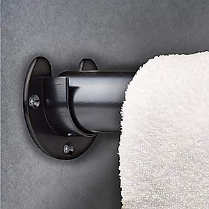 Wideskall Heavy Duty Stainless Steel Closet Pole Sockets Rod End Support with Screws (Matt Black, 1 Set)