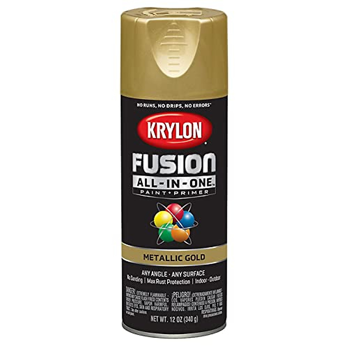 12 oz Krylon K02770007 Gold Fusion All-In-One Paint & Primer Spray Paint, Metallic