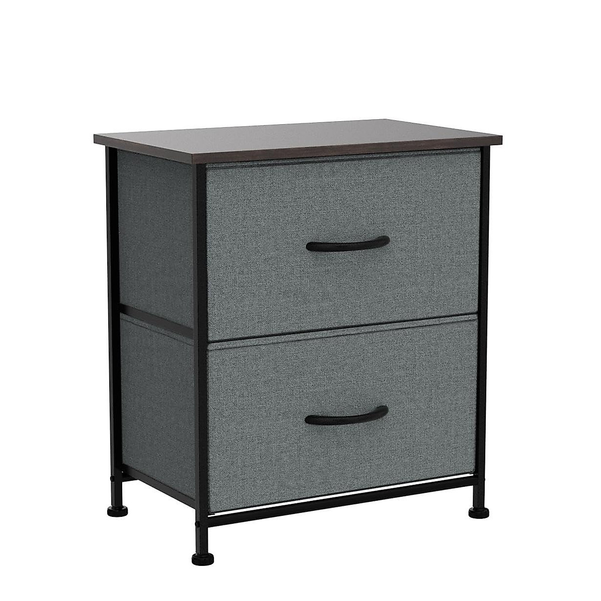 WLIVE Night Stand Set 2, Dresser and Nightstand Sets, Small Dresser for Bedroom with 2 Drawers, End Table with Fabric Bins for Closet, Bedside Furniture, College Dorm, Dark Grey