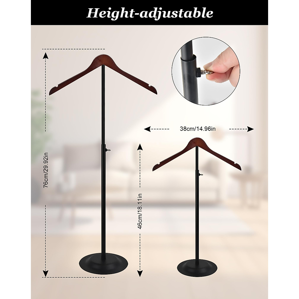 Adjustable T-Shirt Display Stand, 2 Pcs Stylish & Sturdy Clothing Rack for Retail Vendor Portable Metal Hanger, Perfect for Shirts, Jackets, Dresses, Ideal for Trade Shows & Retail Stores