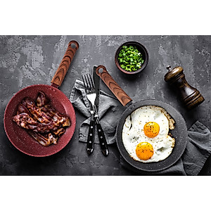 Easy chef always, 8 Inch Nonstick Frying Pan Skillet, Non Stick Granite Coating Egg Pan Fry Pan Omelet Pan Saute Pan, Healthy Stone Cookware Chef’s Pan, PFOA Free, Induction Compatible, Gray