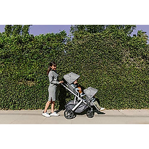 UPPAbaby Vista V2 Stroller- Greyson (Charcoal Melange/Carbon/Saddle Leather) + Upper Adapters + RumbleSeat V2- Greyson (Charcoal Melange/Carbon/Saddle Leather)