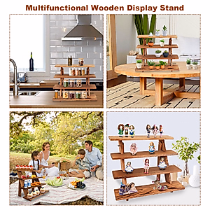 CYAOOI Wooden Cupcake Stand, 4 Tier Dessert Table Display Set Cake Pop Stand for 24 Cupcakes 16 Lollipop, Wood Rustic Display Stand Riser for Vendors Retail Figurine Craft Show Wedding Birthday Party