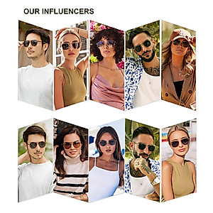 SOJOS Small Polarized Aviator Sunglasses for Men Women Classic Double Bridge Square Aviators SJ1179, Bright Gold/Grey