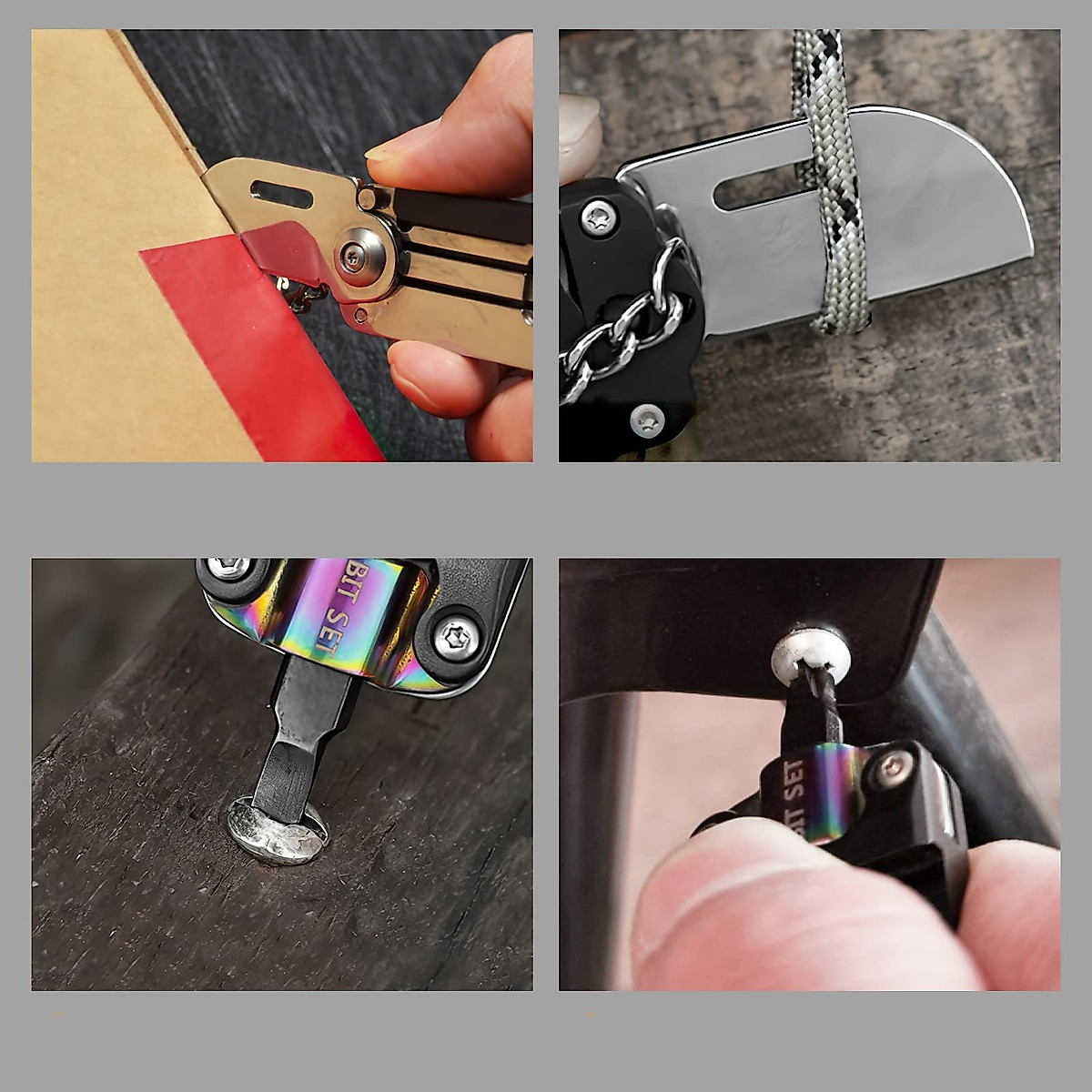 2 Pack Small Pocket Knife with Keychain, 1.2 Inch Blade, Barrysail Mini EDC Tool with Screwdriver Bits